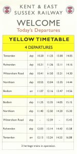 Timetable - Kent & East Sussex Railway